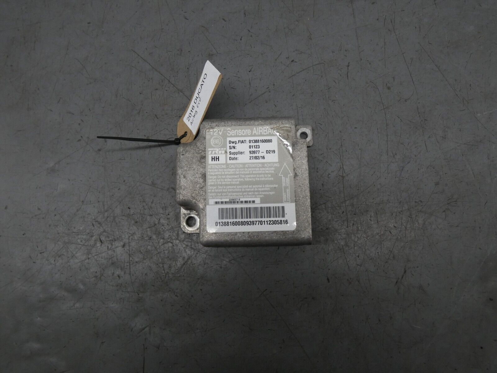 Fiat Ducato Airbag ECU 2.3 Multijet 2016 - 01388160080 - Chrispin's ...