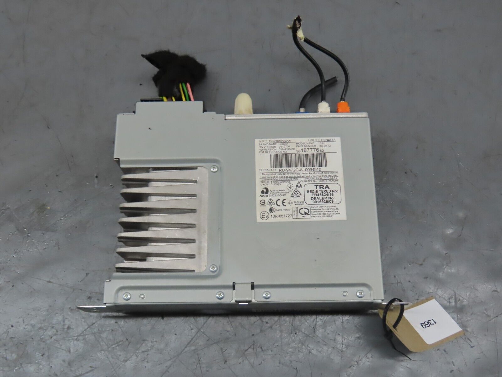 Peugeot Partner Radio Stereo Multi Media Unit 1.5HDI 2020 - 9818777680 ...